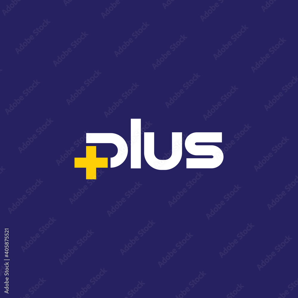 Plus sign and plus sign. Vector typographic logo Stock Vector | Adobe Stock
