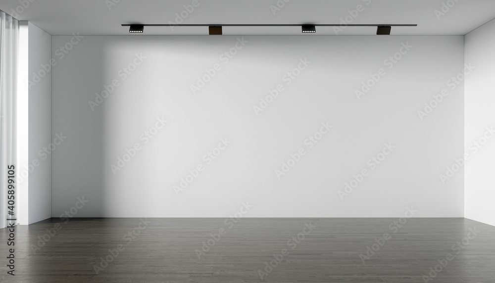 Empty wall mock up in Scandinavian style interior. Minimalist interior ...