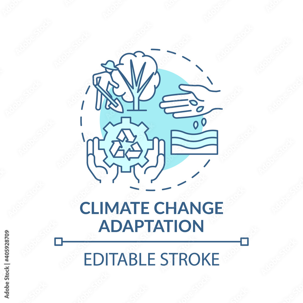 Climate change adaptation concept icon. Ecology protection idea thin ...