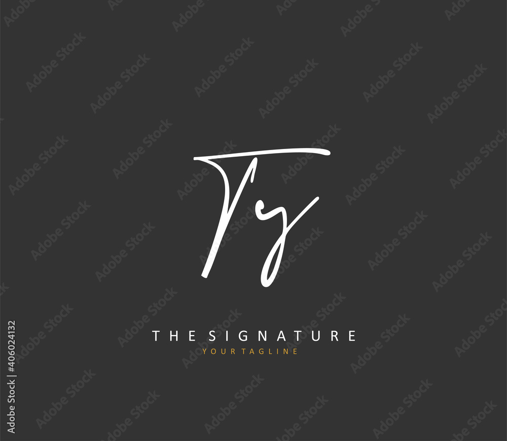 TY Initial letter handwriting and signature logo. A concept handwriting ...