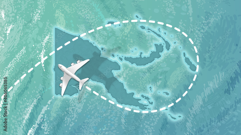 airplane flying on Papua New Guinea Map Travel visit discover Papua New ...