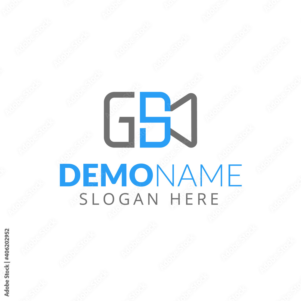 Initial latter GS and camera icon monogram logo design vector template ...