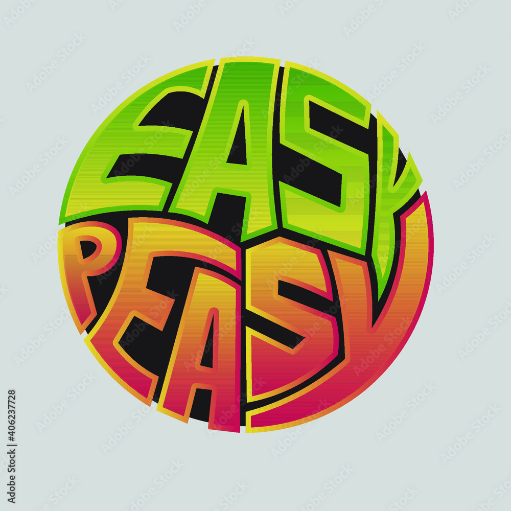 easy peasy. Isolated vector lettering with unique curved letters with a ...