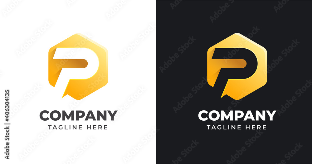 Letter P logo design template with geometric shape style Stock Vector ...