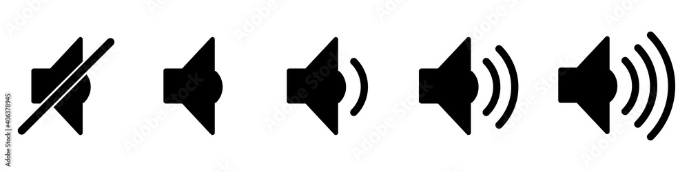 Volume icon. Set of icons of different volume levels. Vector ...