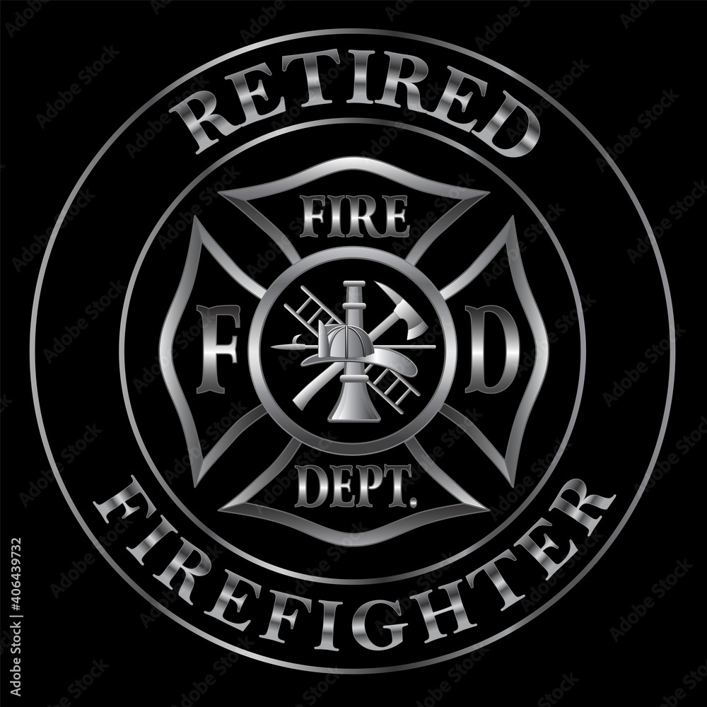 Retired Firefighter Silver Emblem is a design illustration that ...