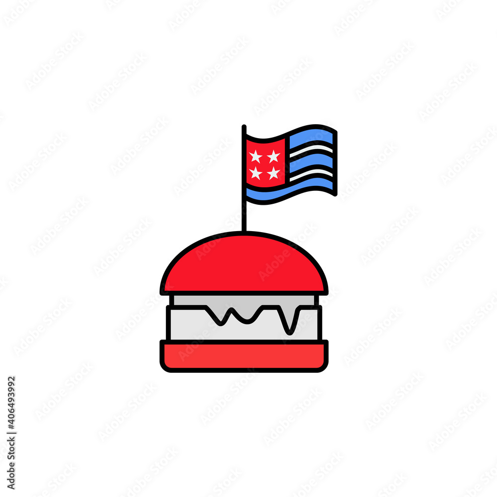 Burger USA flag outline icon. Signs and symbols can be used for web ...