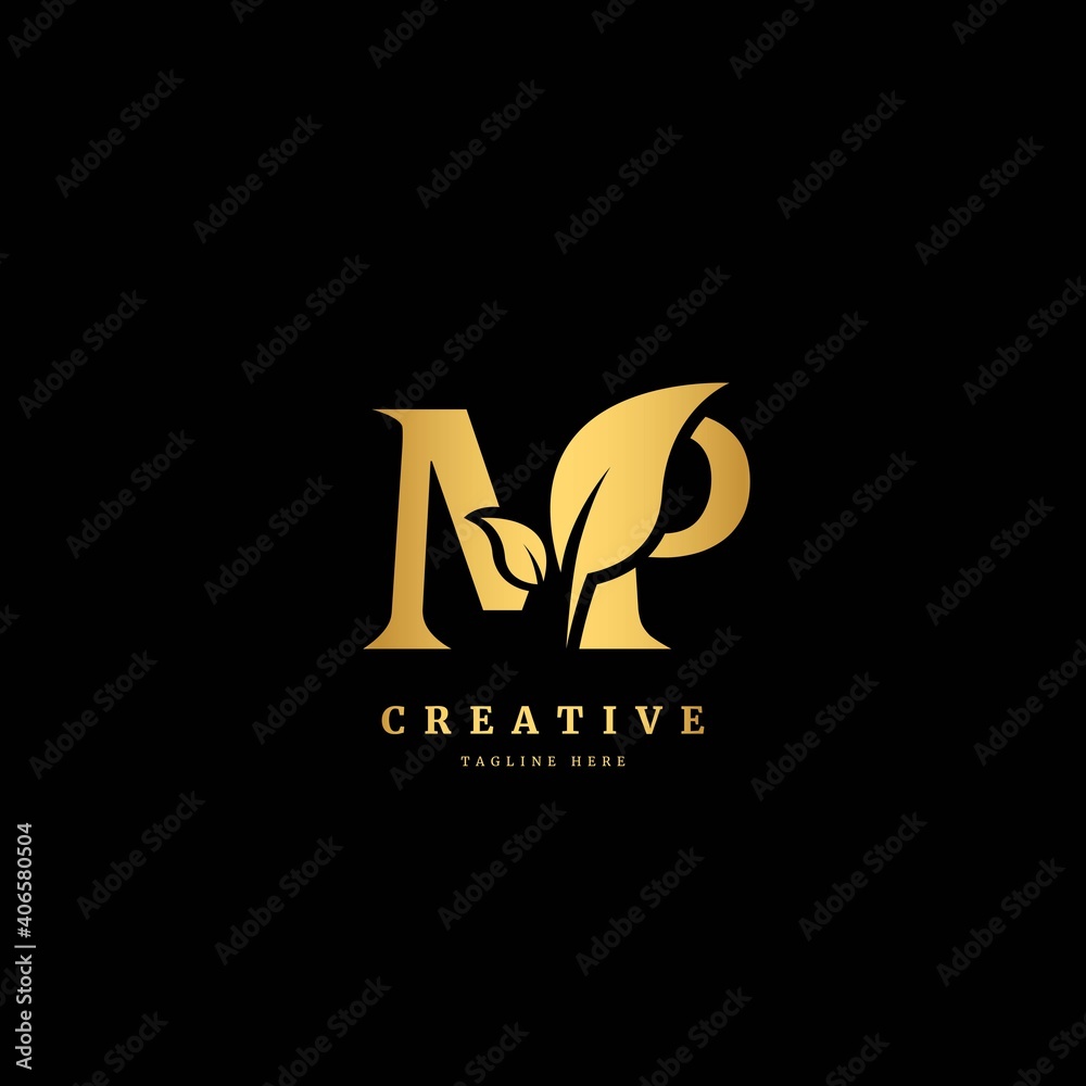 Initial letter MP with leaf logo vector concept element, letter MP logo ...