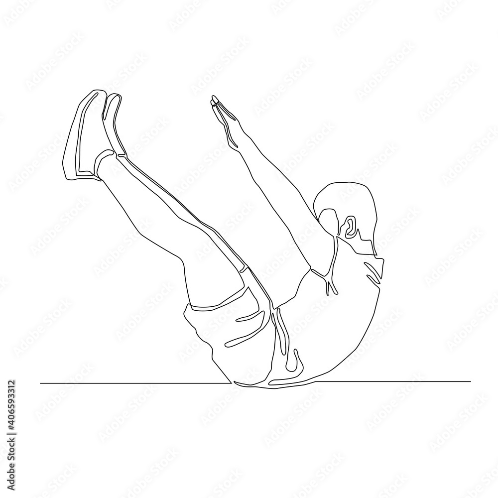 Continuous line drawing of man doing squat vector.his lower back and ...
