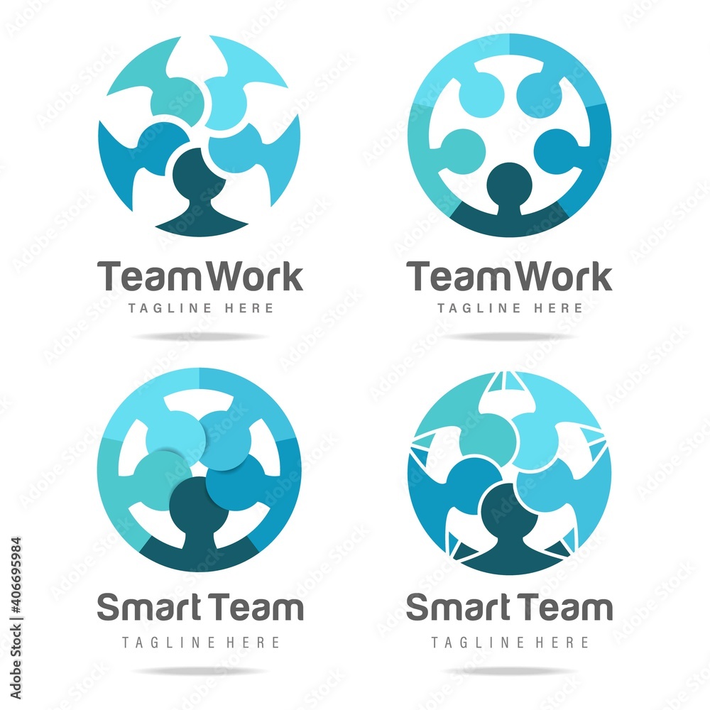 Abstract graphic logo smart team work together business human circle ...