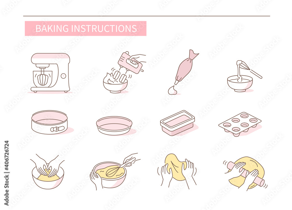 Vetor Instruction How to Prepare and Cook Dough for Bakery. Baking ...