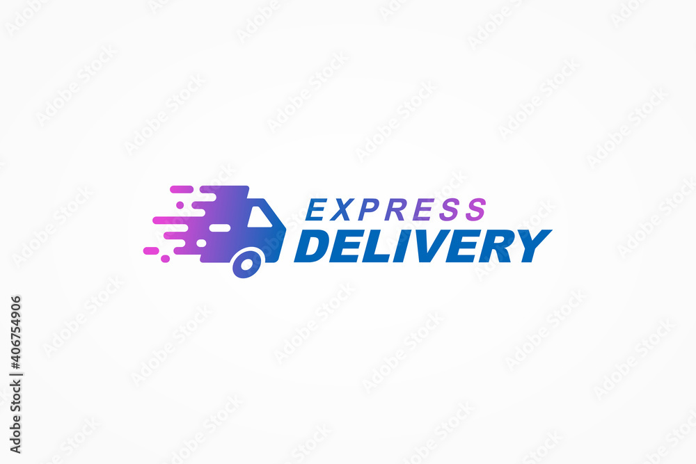 Fast Shipping Delivery Logo. Blue and Purple Gradient Truck Icon with ...