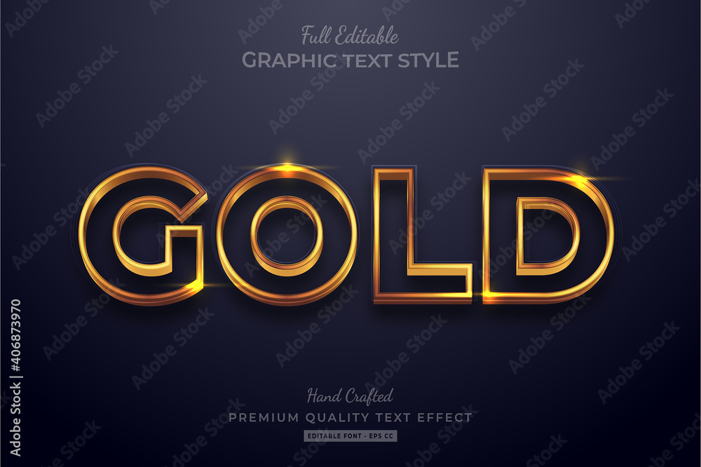 Shining Gold Editable Text Effect Font Style Stock Vector | Adobe Stock