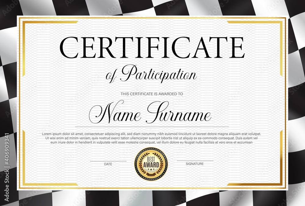 Certificate of participation, diploma vector template with black and ...