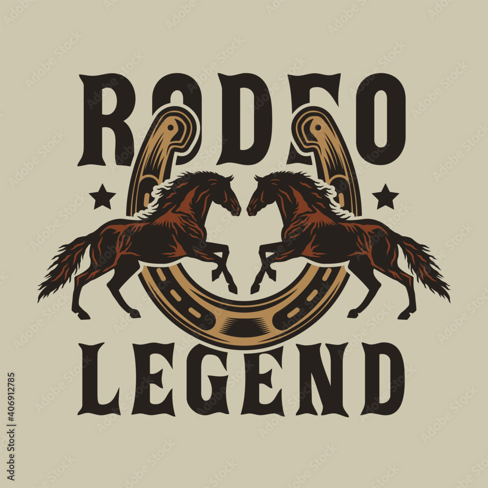 Rodeo cowboy horse western badge Stock Vector | Adobe Stock