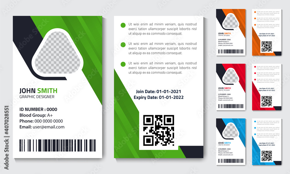 Simple vector office ID card design template. Creative Corporate ...
