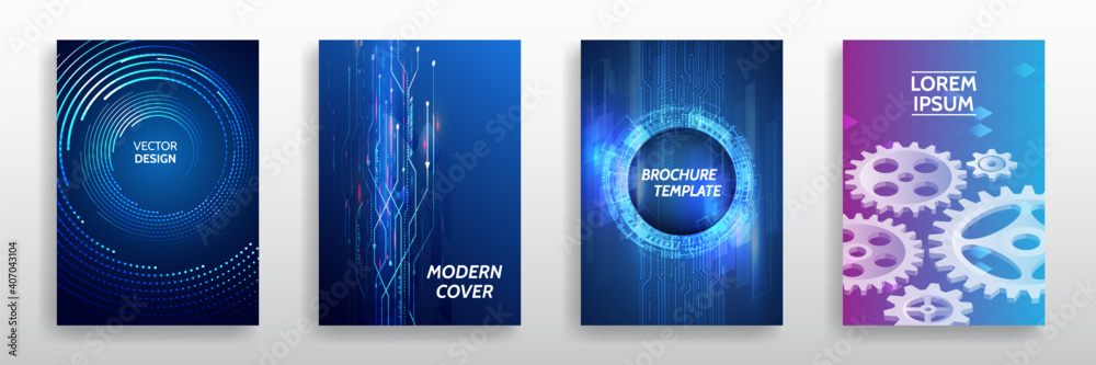 Vector template for brochure or cover with hi-tech elements background ...