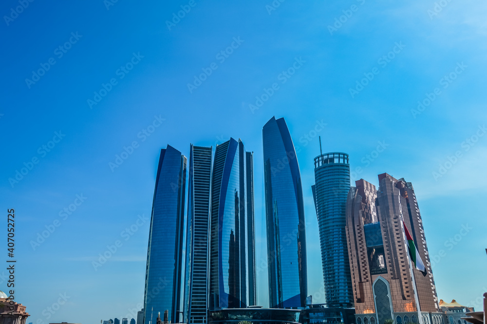 Etihad towers,a series of five tall buildings and hotel in Abu Dhabi ...