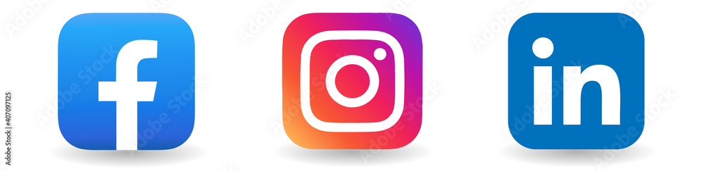 facebook, instagram, linkedin icon logo vector Stock Vector | Adobe Stock