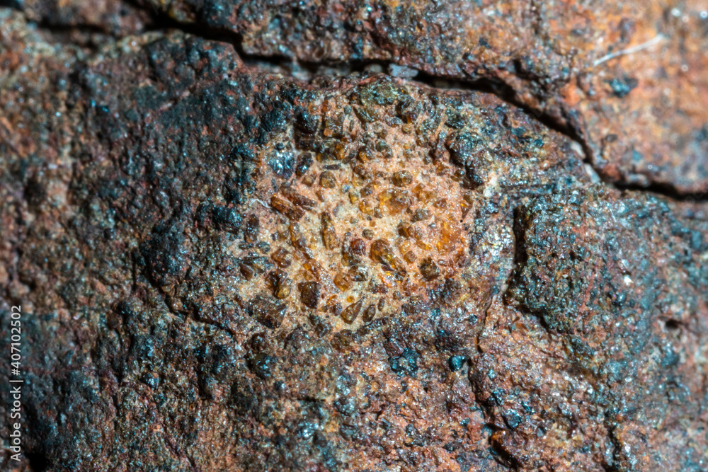 Macro photo of the fusion crust from a Chondrite Meteorite, piece of ...
