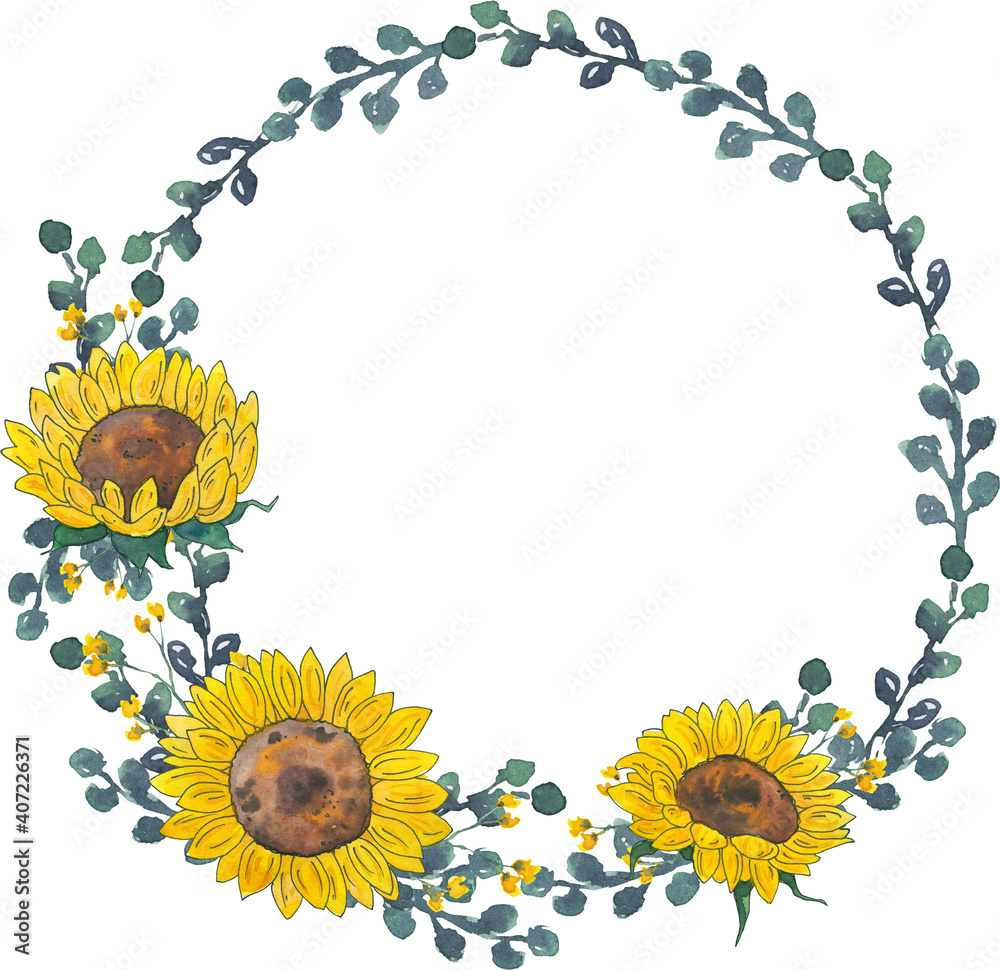 sunflower wreath clipart sunflower frame flower wreath clipart floral ...