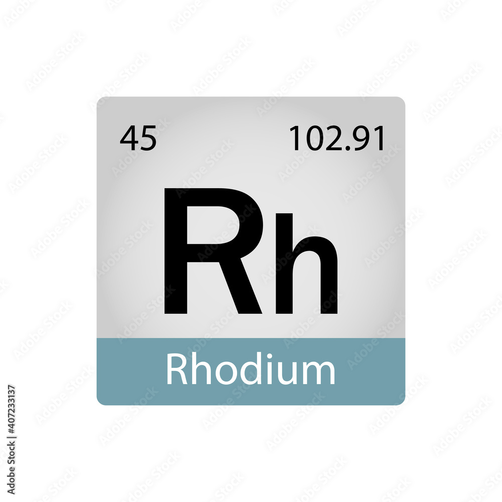 45 chemistry element. Rhodium element periodic table. Chemistry concept ...