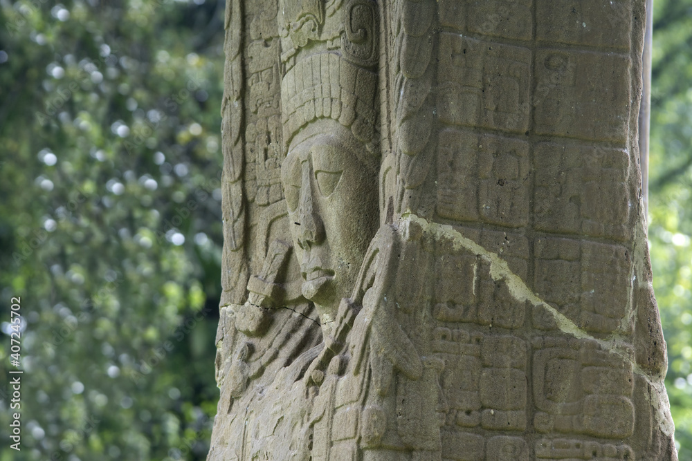 Quirigua, Guatemala, Central America: stela of maya ruler in Quirigua ...