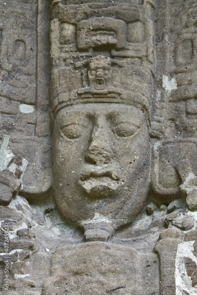 Quirigua, Guatemala, Central America: stela of maya ruler in Quirigua ...