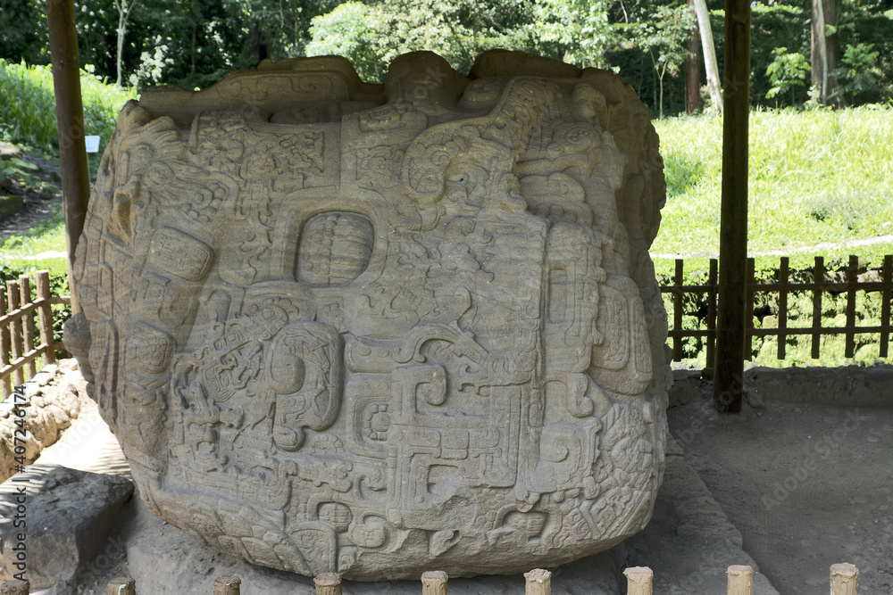 Quirigua, Guatemala, Central America: mayan zoomorph / stela in ...