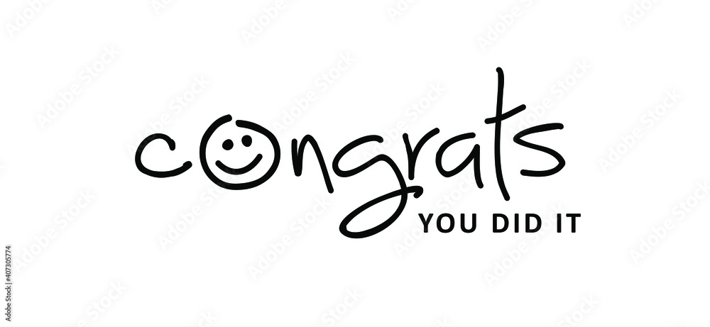 Slogan congrats, you did it. Congratulations card or banner. Fun vector ...