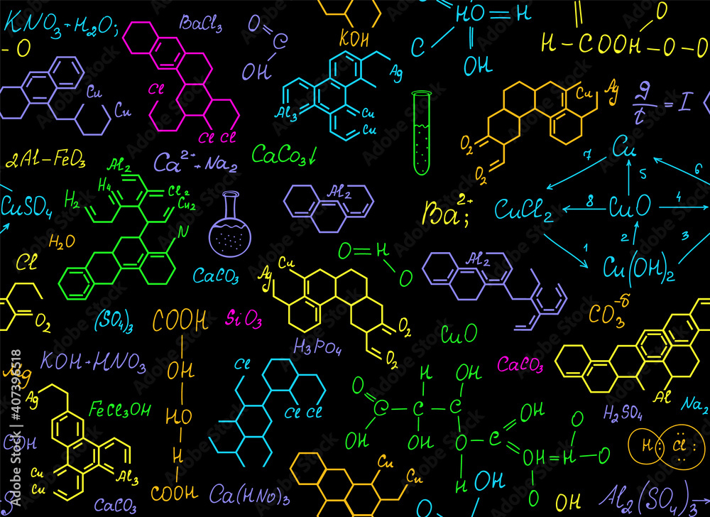 Colorful scientific vector seamless pattern with multicolored ...