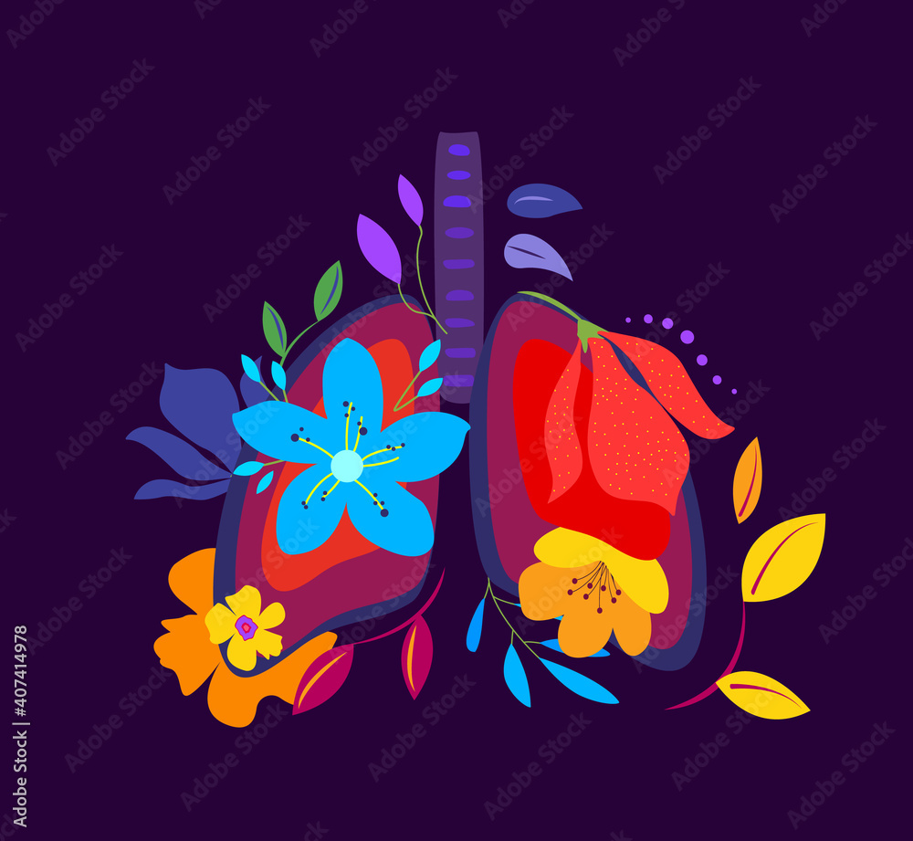 Beautiful Flowered Healthy Lungs.Breathing System,Flowers.Floral ...