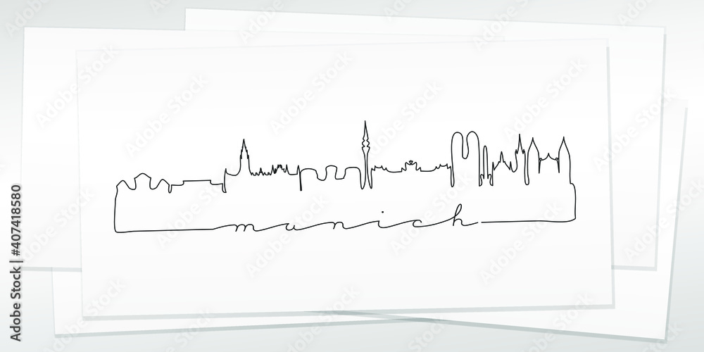 Munich, Germany Doodle Skyline Hand Drawn. City One Line Art ...