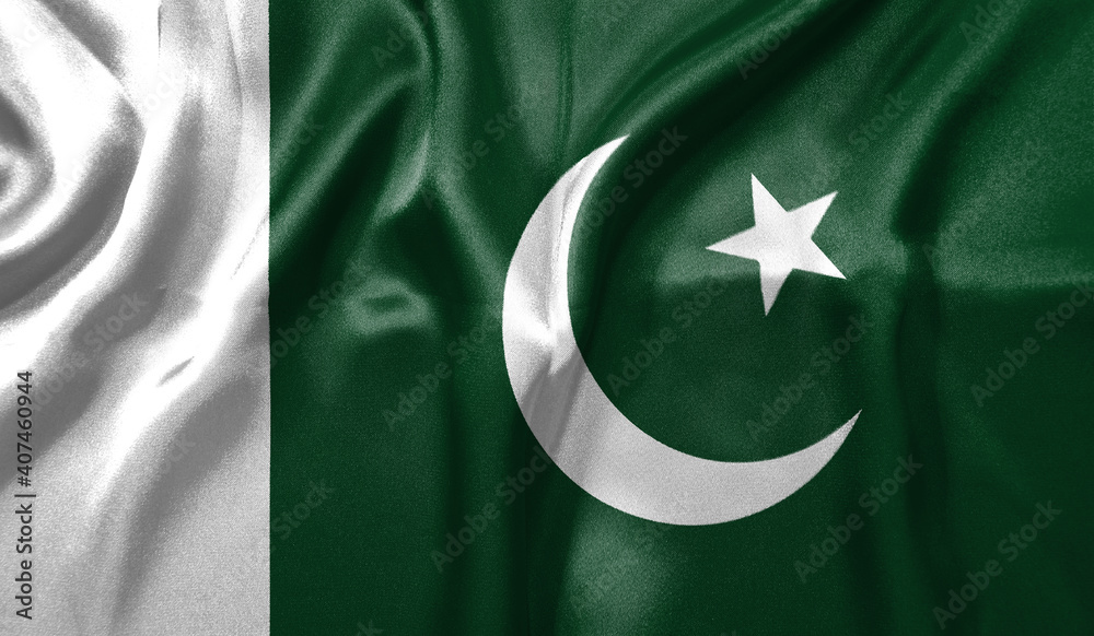 Pakistan flag wave close up. Full page Pakistan flying flag. Highly ...