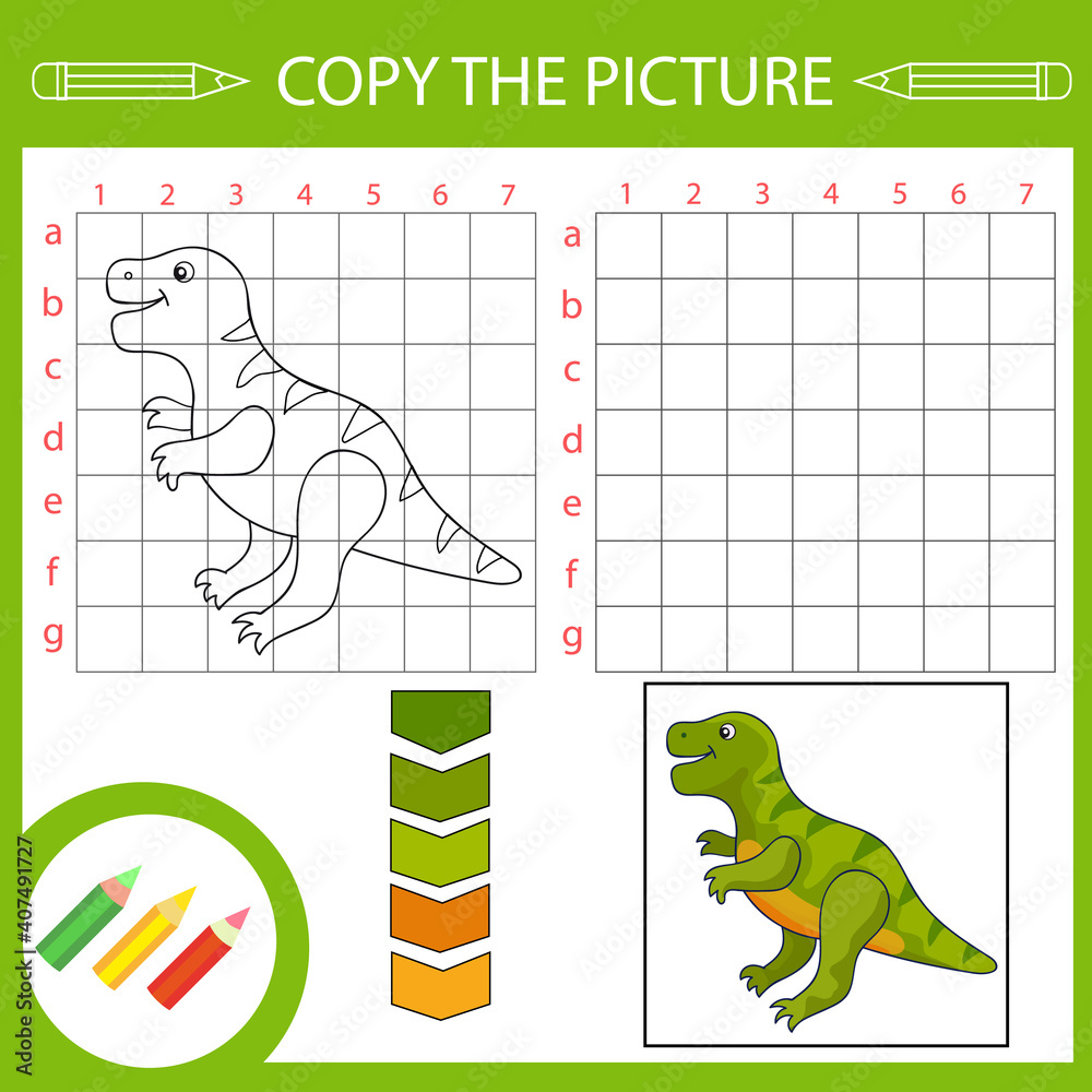 Kids game. Draw a dinosaur. Activity page. Worksheet for kids. Drawing ...