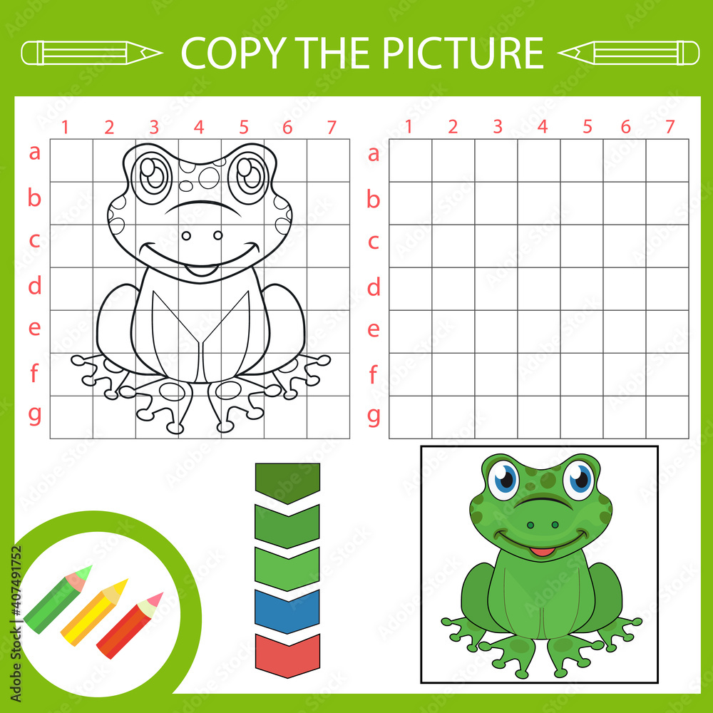 Drawing tutorial. Draw a frog. Activity page. Worksheet for kids ...