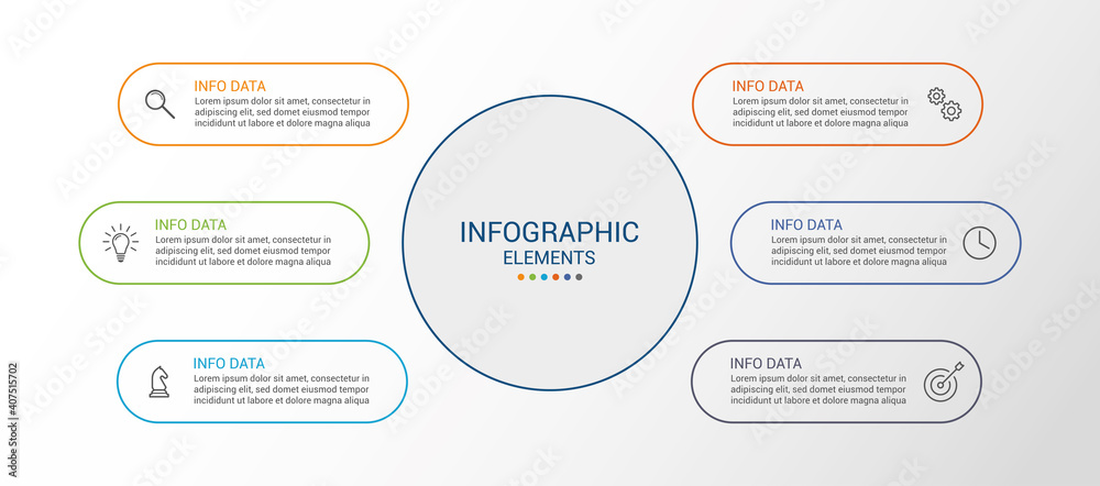 6 steps infographic design template with icons. Infographic. Business ...