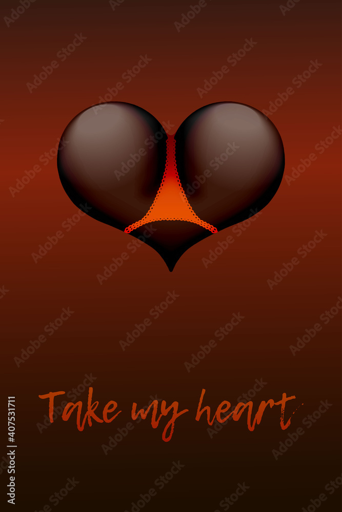 valentine's day heart shaped black skin buttocks in lingerie panties ...