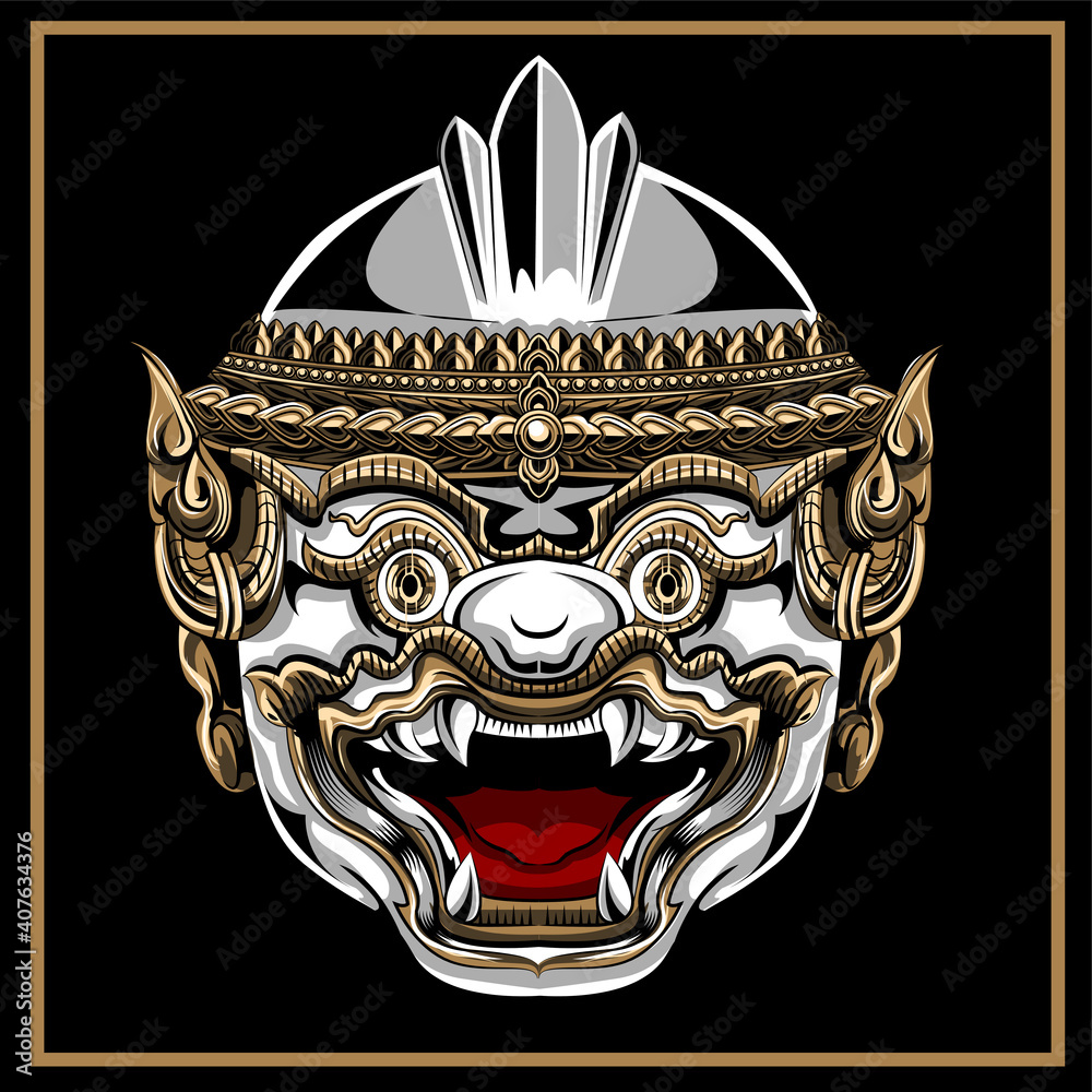 Hanuman head vector illustration thai charactor Stock Vector | Adobe Stock