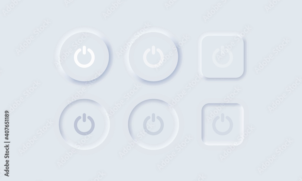 Vetor Power on off user Interface. Neumorphism icons. Power icon. On ...