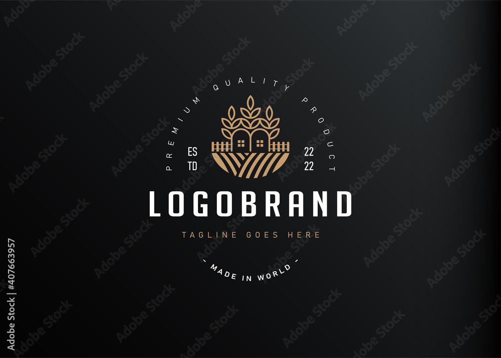 Wheat field house logo design inspiration. Vector illustration of a ...