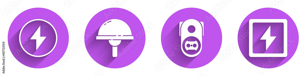 Set Lightning bolt, Light emitting diode, Electrical outlet and ...