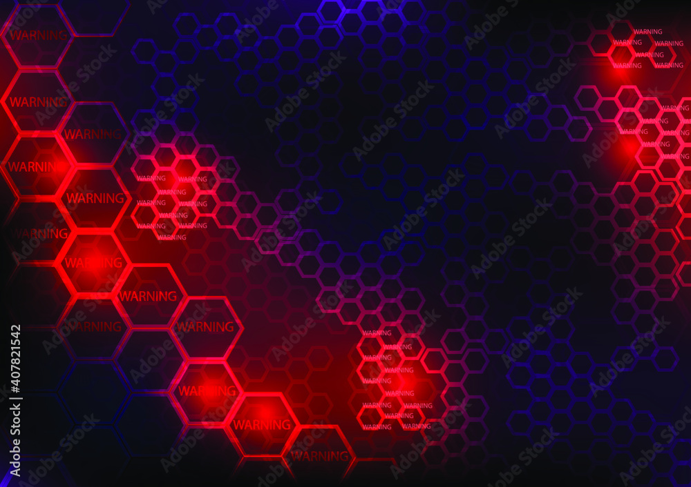 abstract red background with hexagons , abstract warning system ...