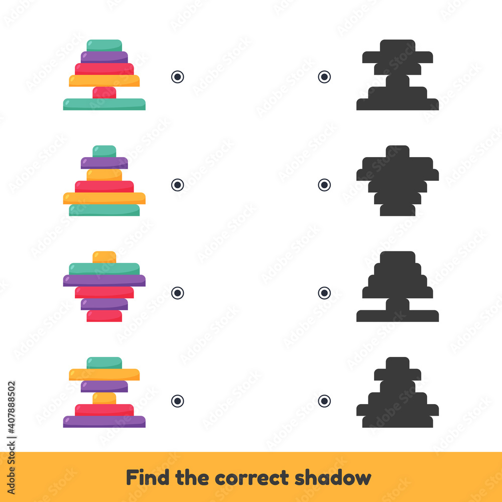 Matching game for kids preschool and kindergarten age. Find the correct ...