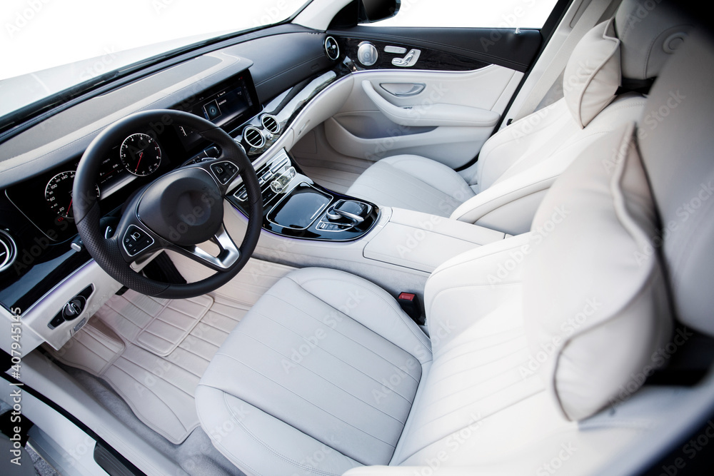 The car is inside. The interior of a prestigious modern car. Front ...