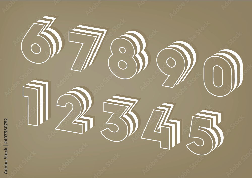 Stripes on numbers. Vector numbers. Lines. Stock Vector | Adobe Stock