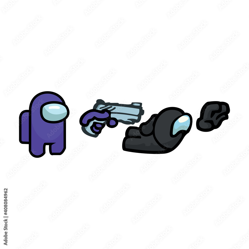 เวกเตอร์ Stock The impostor uses gun shoot to kill scene, multiplayer ...
