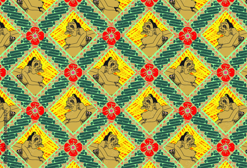 Indonesian batik motifs by displaying a very distinctive wayang kulit ...