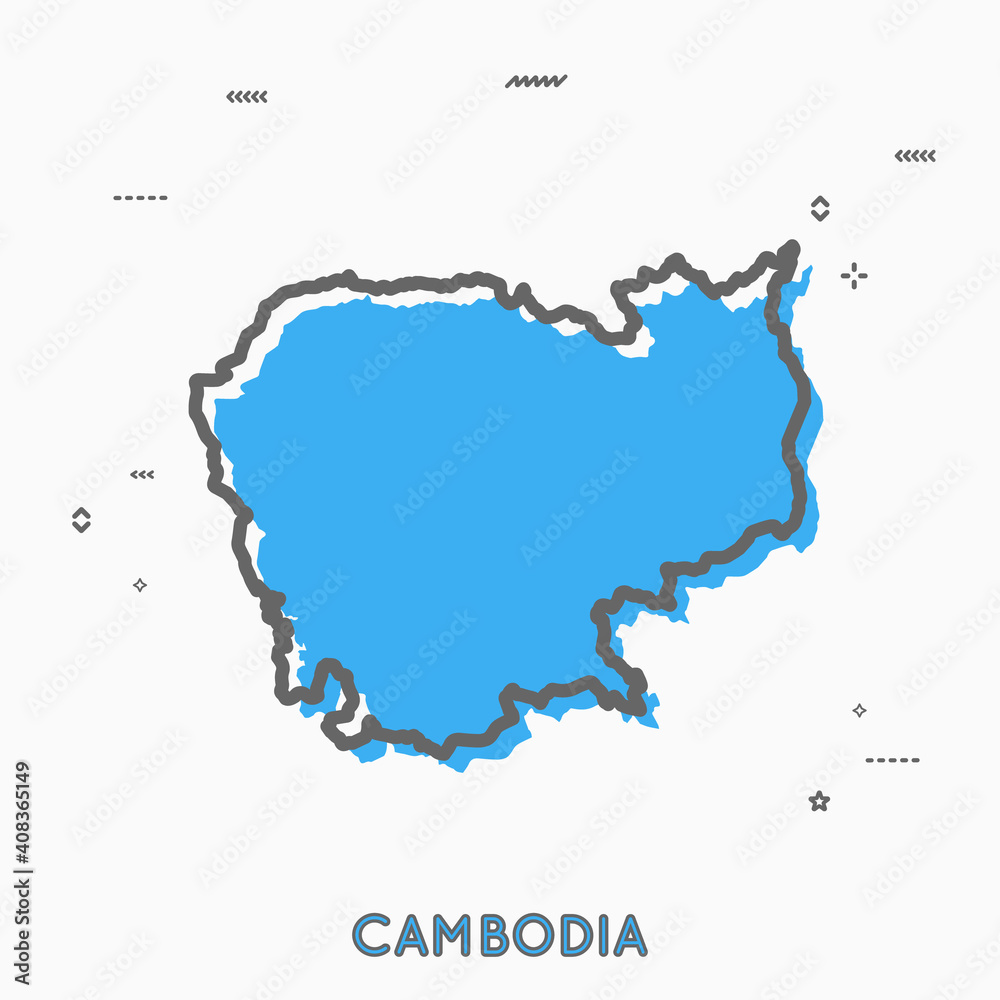 Cambodia map in thin line style. Cambodia infographic map icon with ...