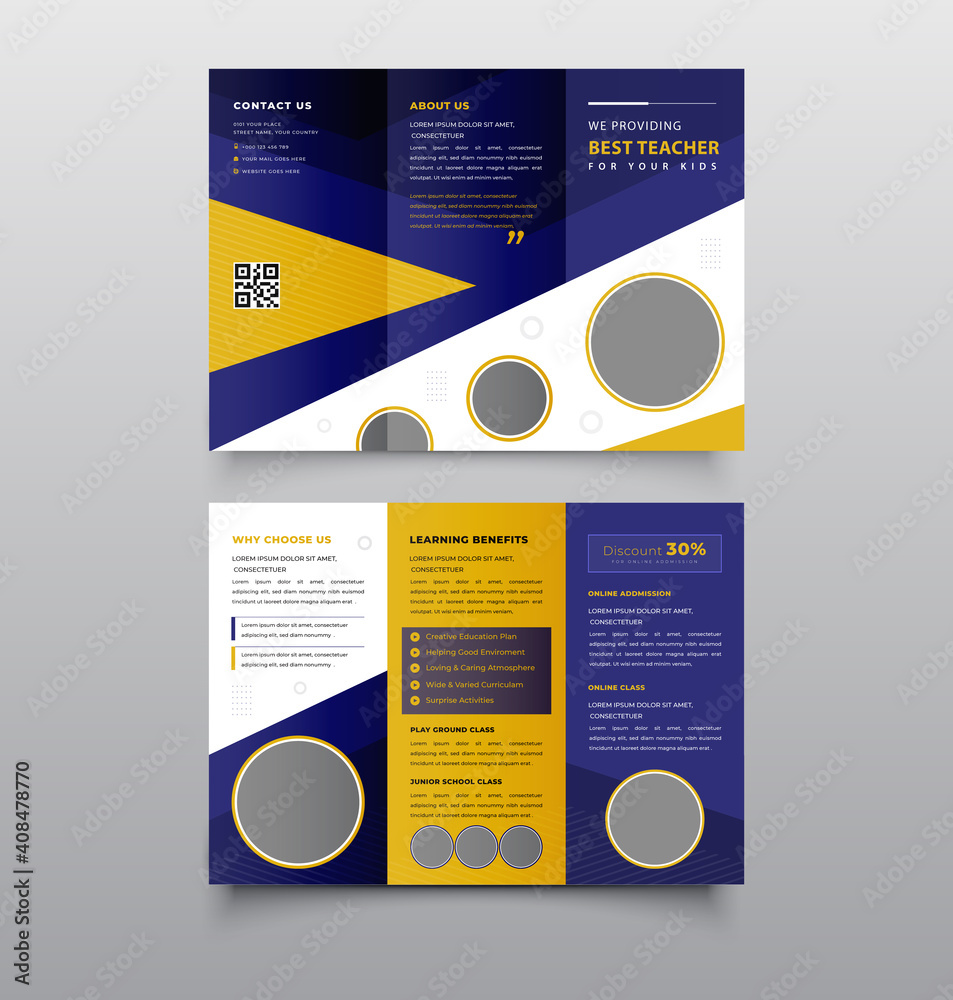 Kids School Tri-fold Brochure Template. Kids back to school brochure ...